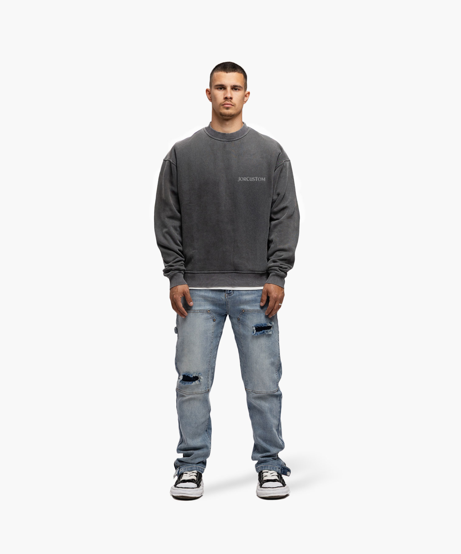 JORCUSTOM - Ribbon Fleece Sweater AcidGrey