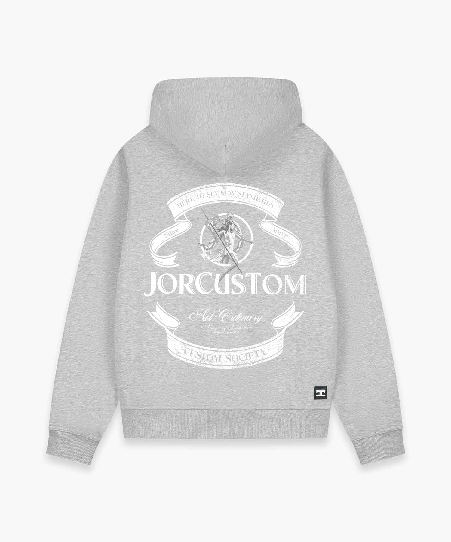 JORCUSTOM - Ribbon Fleece Zipped Hoodie GreyMelange